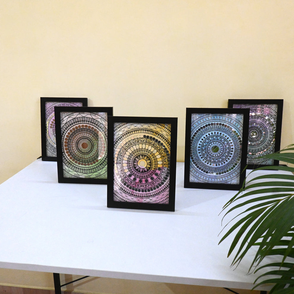 Pack Of Handmade Mandala Art Pieces 23x17cm – Maples